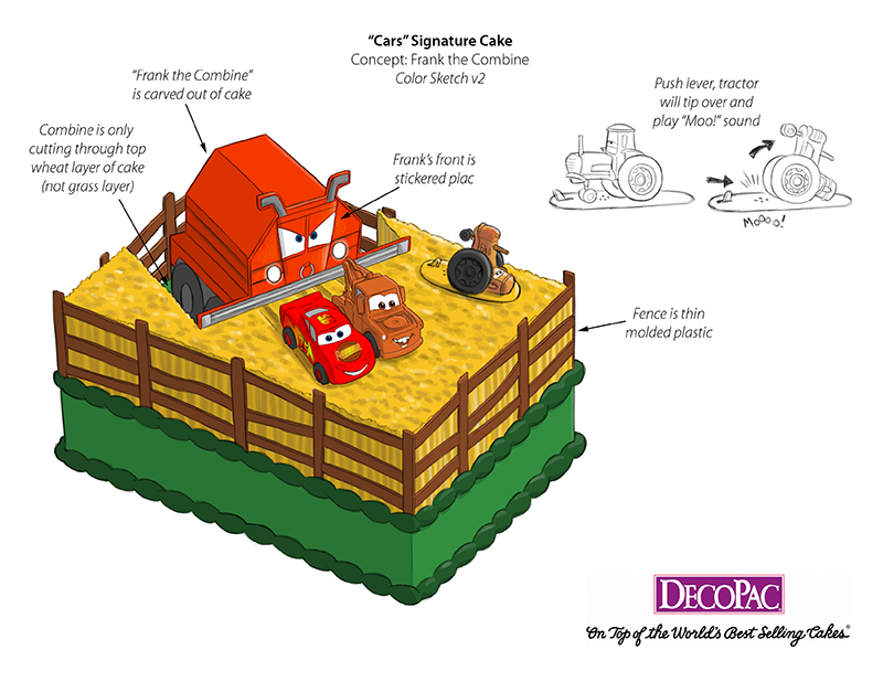 "Cars" Cow Tipping Cake - Cedric Hohnstadt Illustration